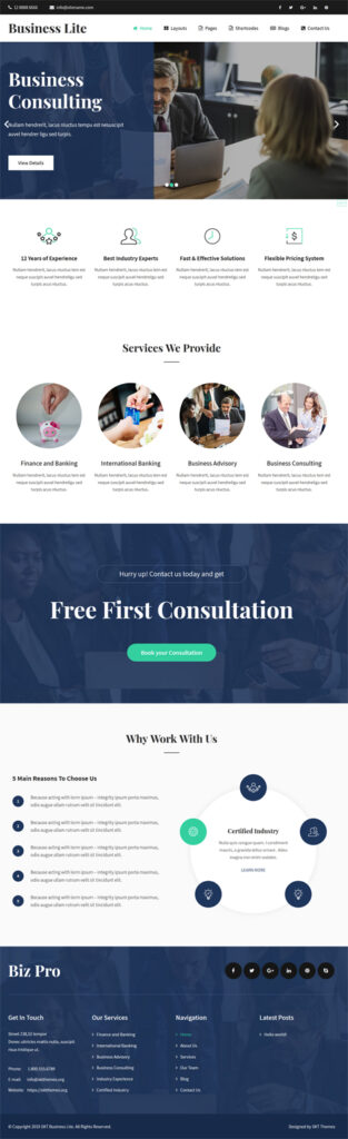 Free Local Business WordPress theme for local business websites - Biz Lite